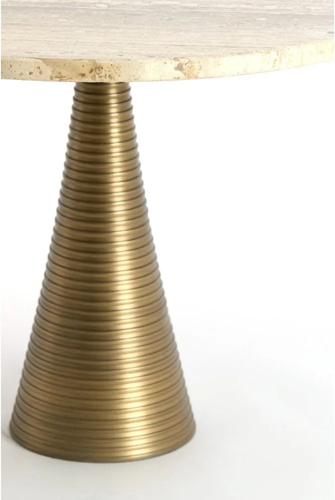 Kulatý konferenční stolek s deskou z kamene v bronzové barvě/ve světle přírodní barvě ø 50 cm Bahia – Light & Living