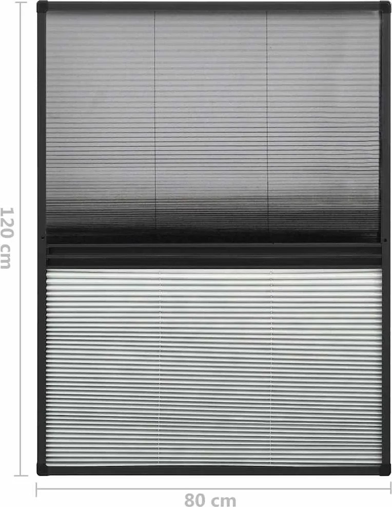 Plisovaná okenní síť proti hmyzu se zástěnou hliník 80 x 120 cm 148684
