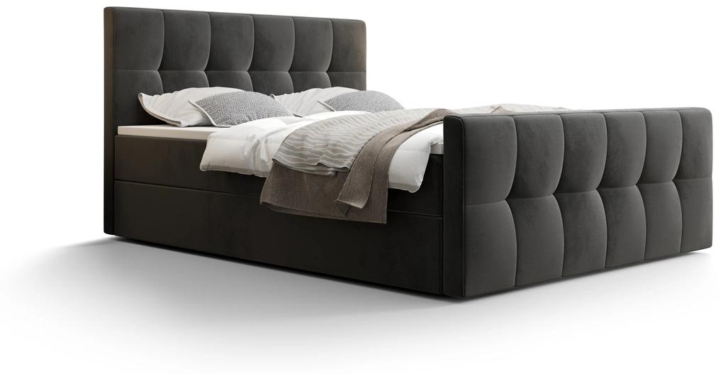 Manželská postel Boxspring 140 cm Macheta (tmavě šedá) (s matrací a úložným prostorem). 1046712