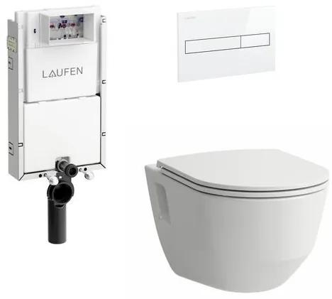 Laufen Set modulu pro zazdění, tlačítka a závěsného WC Rimless se sedátkem SoftClose, bílá