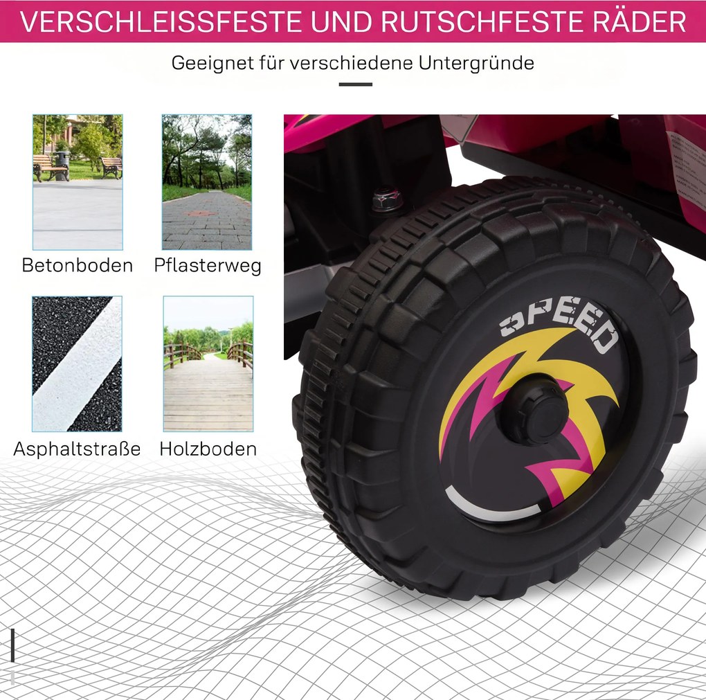 HOMCOM Elektrický čtyřkolový vůz pro děti 18-36 měsíců Elektrické ATV s možností jízdy vpřed a vzad 6V bateriový pohon 20 kg max. zatížení 72x40x45,5…