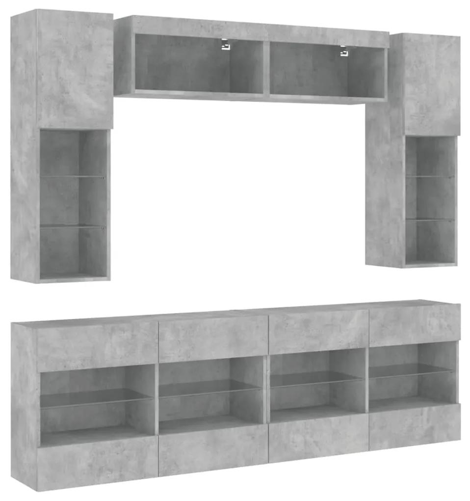 6dílná obývací stěna s LED osvětlením betonově šedá - Default Title
