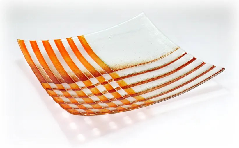 BDK-GLASS Skleněná dekorativní mísa 30x30cm - oranžová