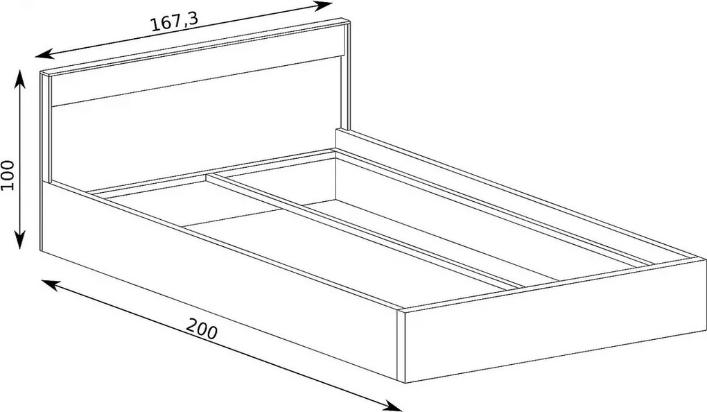 Postel s úlož. prostorem 160x200 PILETAS M-9 dub hickory