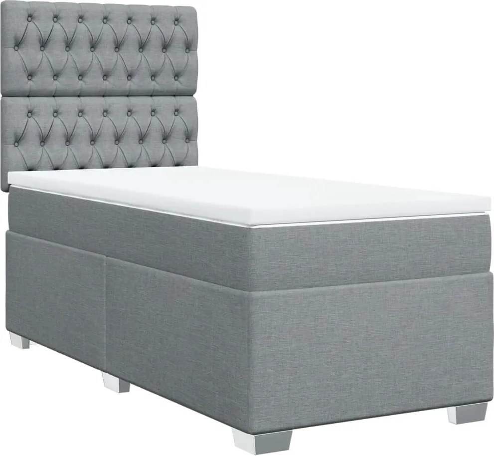 Box spring postel s matrací světle šedý 100 x 200 cm textil 3290406