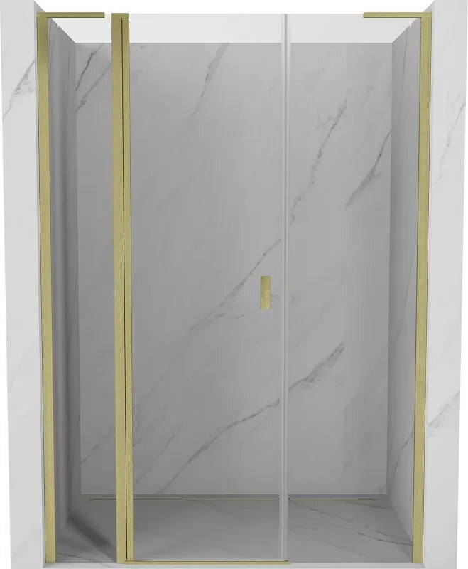 Mexen Mist L, výklopné sprchové dveře 135 cm, čiré sklo, zlatá matná, 8A4L-135-001-55-00