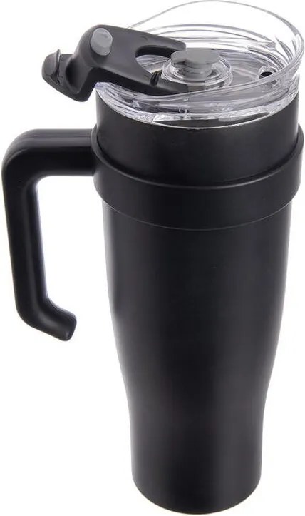 Nerezový termohrnek s brčkem TERMO 1,2 l, černý
