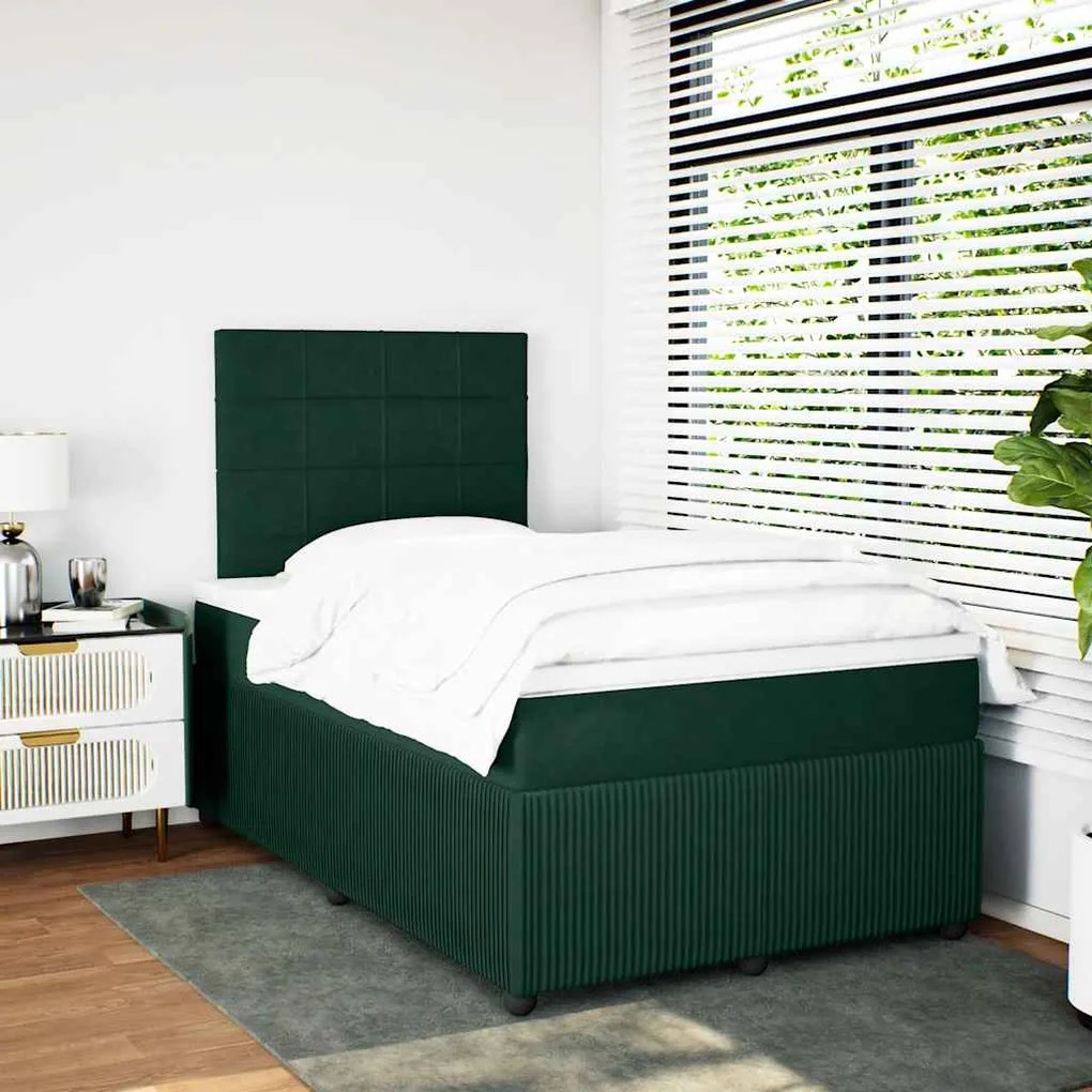 Box spring postel s matrací tmavě zelená 120x190 cm samet 3292289