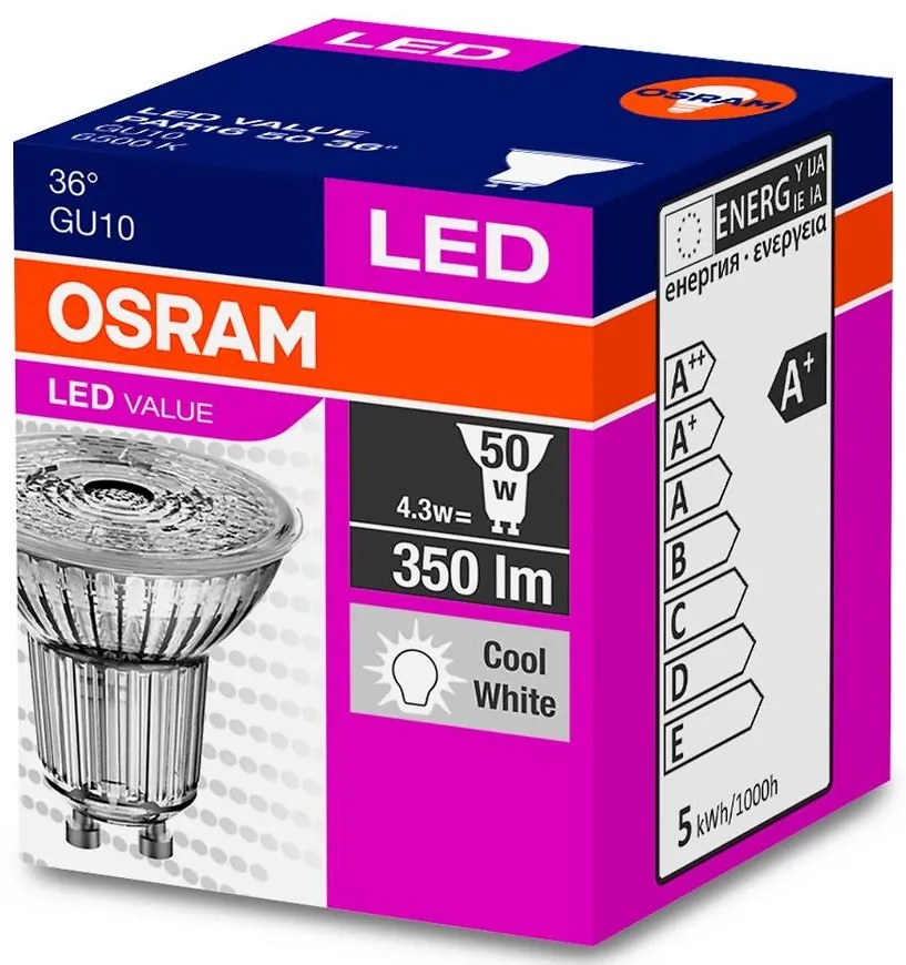 Žárovka LED 4,8W/865 GU10 Value Par16 5036