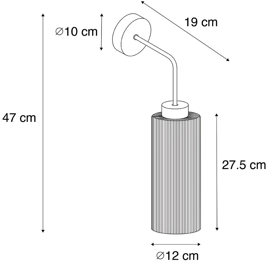 Nástěnná lampa v art deco stylu zlatá se sklem - Laura