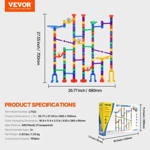 Marble Run Sada 150 KS Stavebnice STEM jako dárek vzdělávací bloky pro děti
