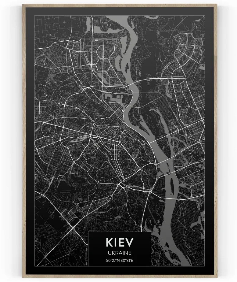 Plakát / Obraz Mapa Kiev Samolepící plátno A4 - 21 x 29,7 cm