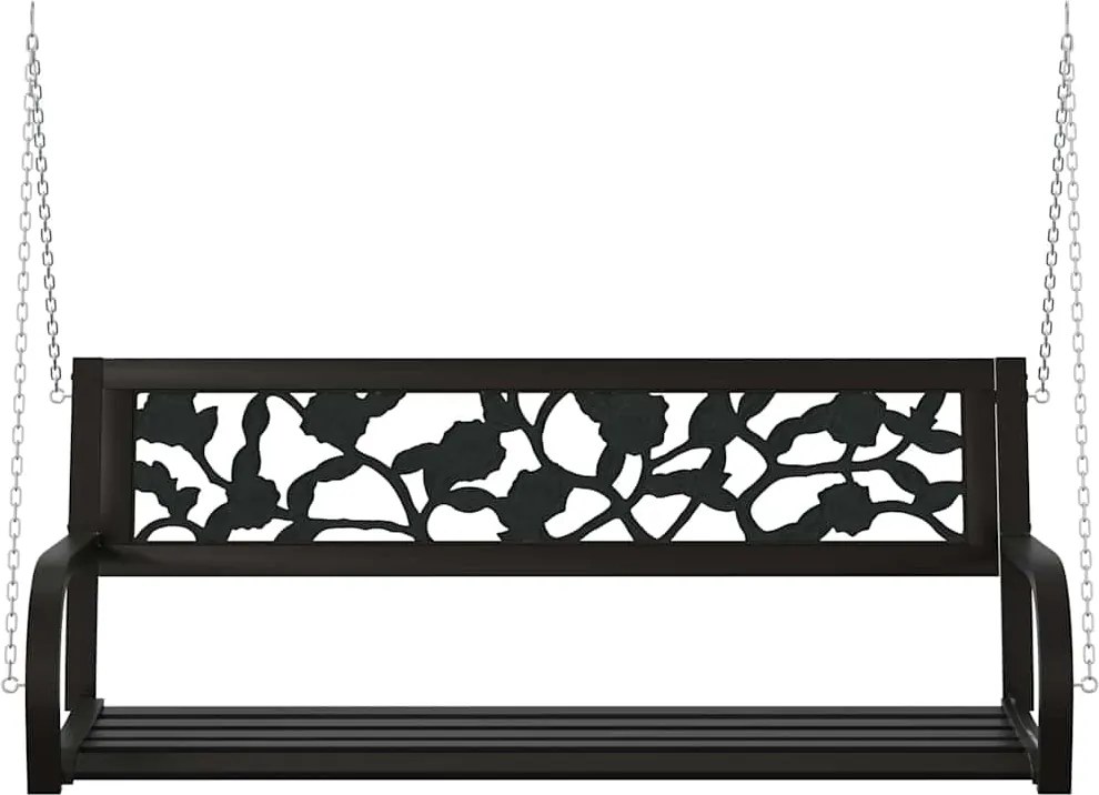 Zahradní houpací lavice 125 cm ocel a plast černá 317145