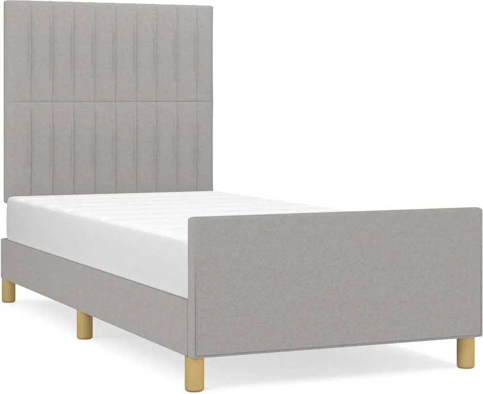 Rám postele bez matrace světle šedý 90 x 200 cm textil 3125187