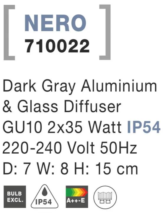 Svítidlo Nova Luce NERO R WALL GREY 2 nástěnné, IP 54, GU10