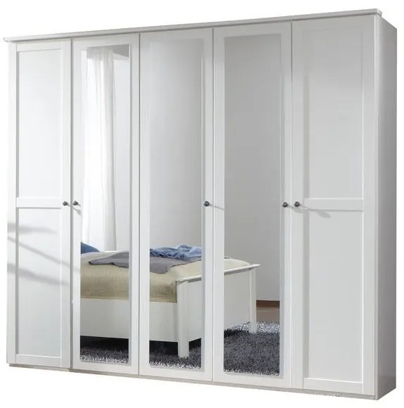 Sconto Šatní skříň CHASE bílá, 225 cm, 3 zrcadla