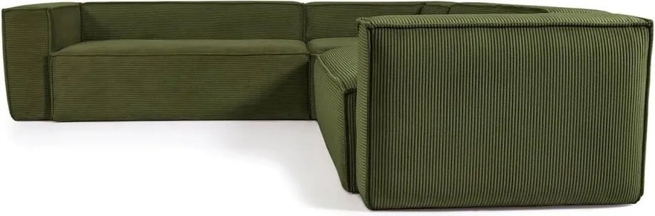 Zelená manšestrová rohová pohovka (variabilní) Blok – Kave Home