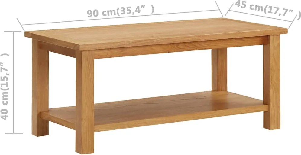 Konferenční stolek 90 x 45 x 40 cm masivní dubové dřevo 289194