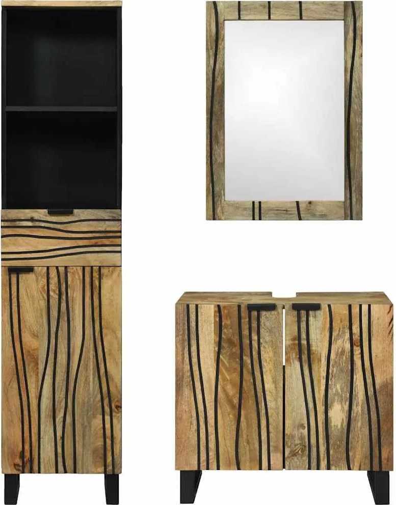 Sada koupelnového nábytku 3 ks Hnědá 38 x 33 x 160 cm 3310043