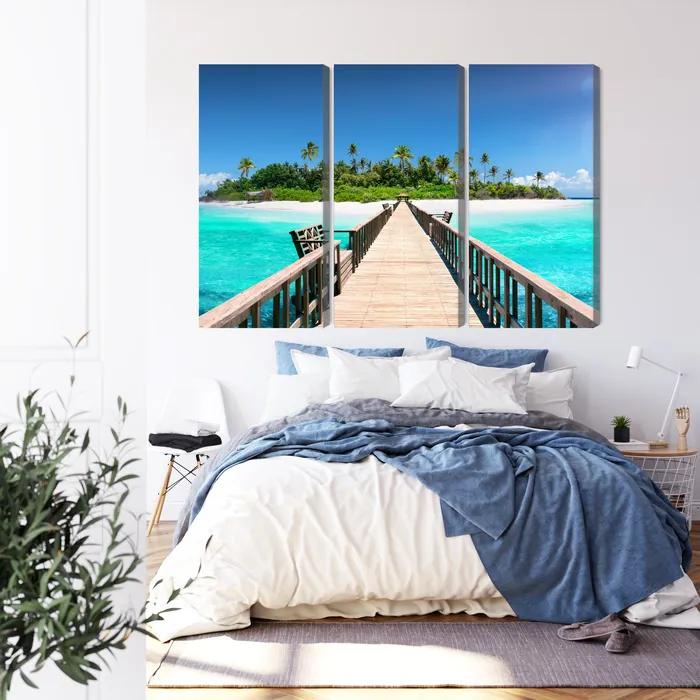 Vícedílný obraz 3D Molo Na Maledivách Nedostatek Nedostatek Plátno Canvas 150x100