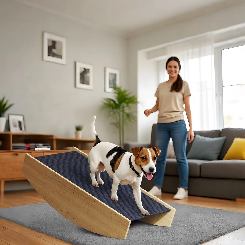 PawHut houpačka pro psy 2 v 1, dřevěná houpačka pro psy, agility rampa pro malé a střední psy do 15 kg, pro rovnováhu a sebedůvěru, 80 x 39,5 x 20 cm…
