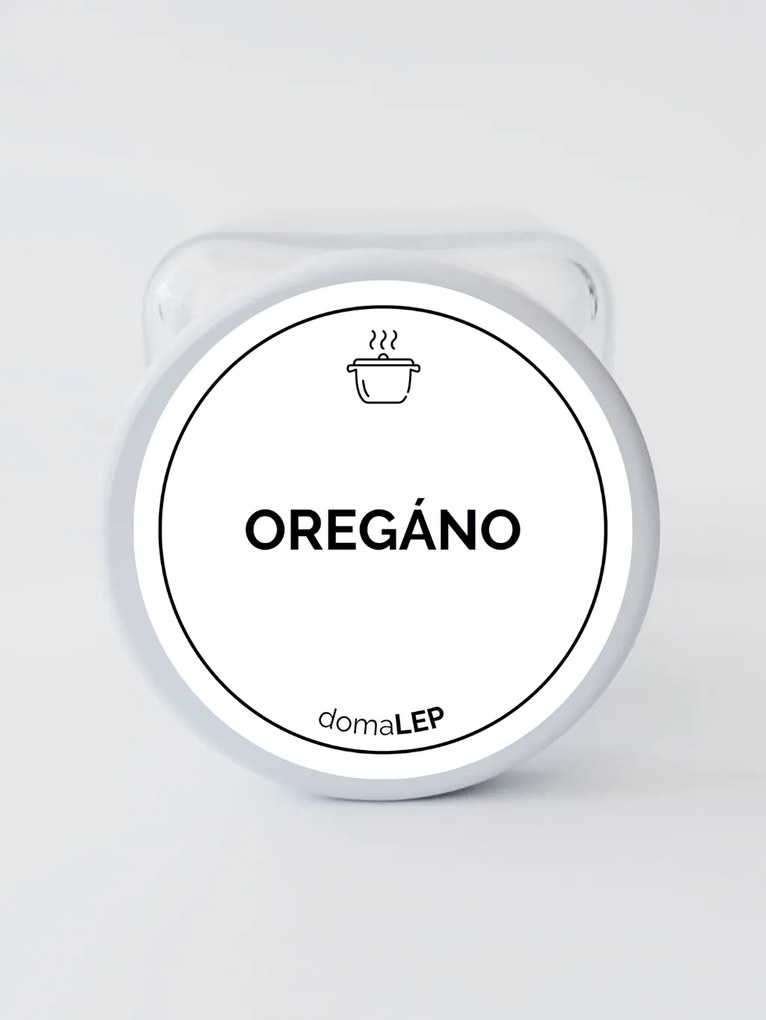 Samolepka na kořenky OREGÁNO bílá 5 cm tučné písmo