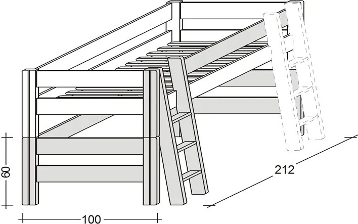 Gazel Sendy patrová postel 90 x 200 cm  nízká 120cm přírodní