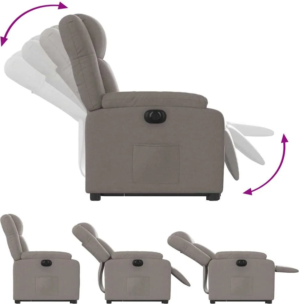 Elektrické zvedací polohovací křeslo taupe textil 3205234