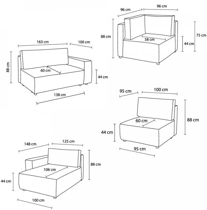 Světle šedá manšestrová rohová pohovka, pravý roh Nihad modular – Bobochic Paris