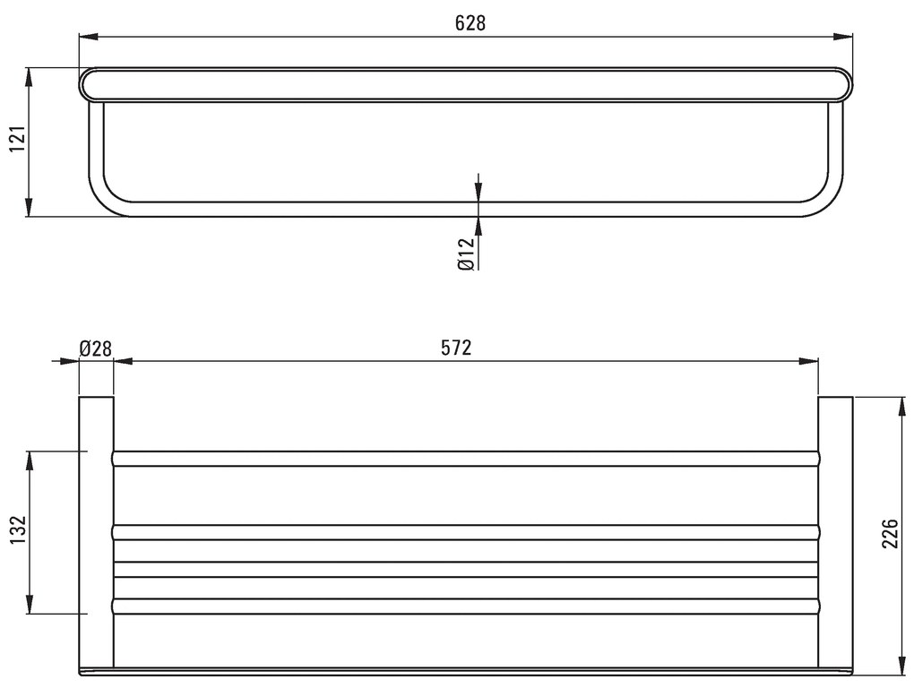 Deante Round příslušenství, nástěnná polička žebříková, chromová, ADR_0531