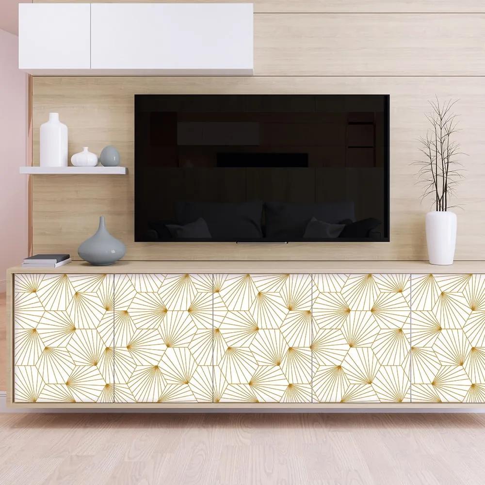 Bílo-žlutá dekorativní tapeta na nábytek Ambiance Hexoka