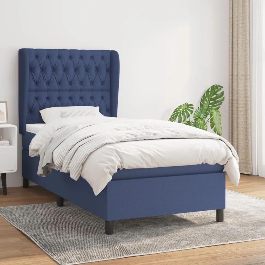 Box spring postel s matrací modrá 90x190 cm textil,  3128171