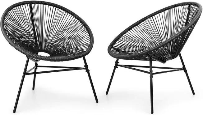 Blumfeldt Las Brisas Chairs, zahradní židle, sada 2 kusů, retro design, 4 mm pletivo, černé