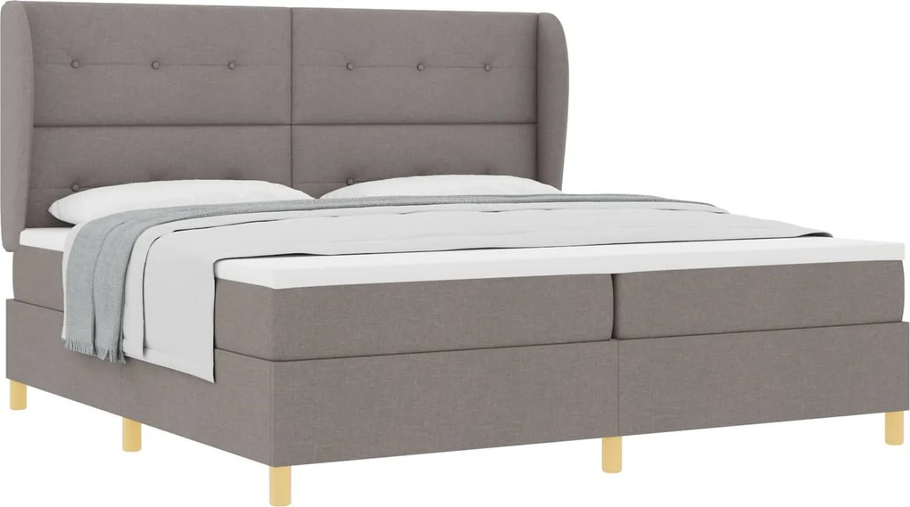 Postel s boxspringem s čelo Taupe 200 x 200 cm textil 3340778