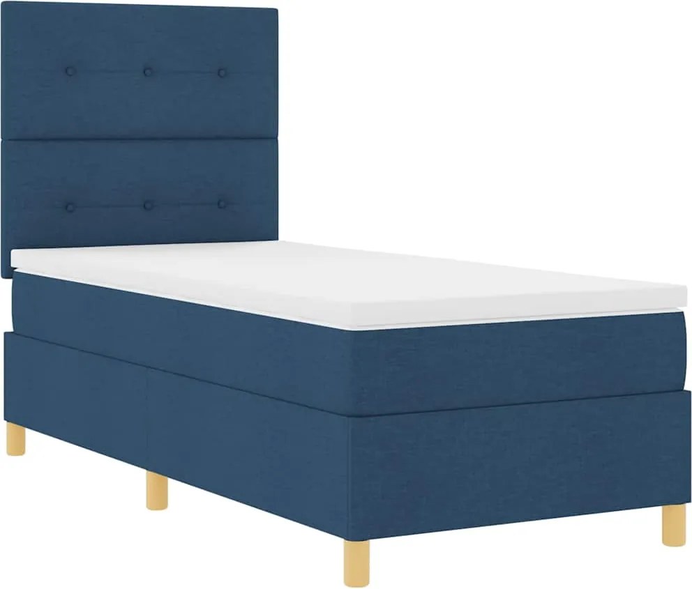 Postel s boxspringem s čelo Modrá 90 x 200 cm textil 3339594