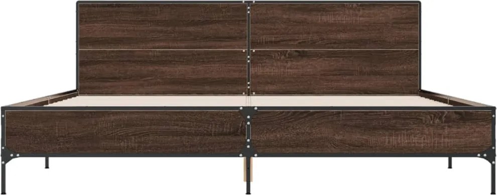 Rám postele hnědý dub 200 x 200 cm kompozitní dřevo a kov 3280021
