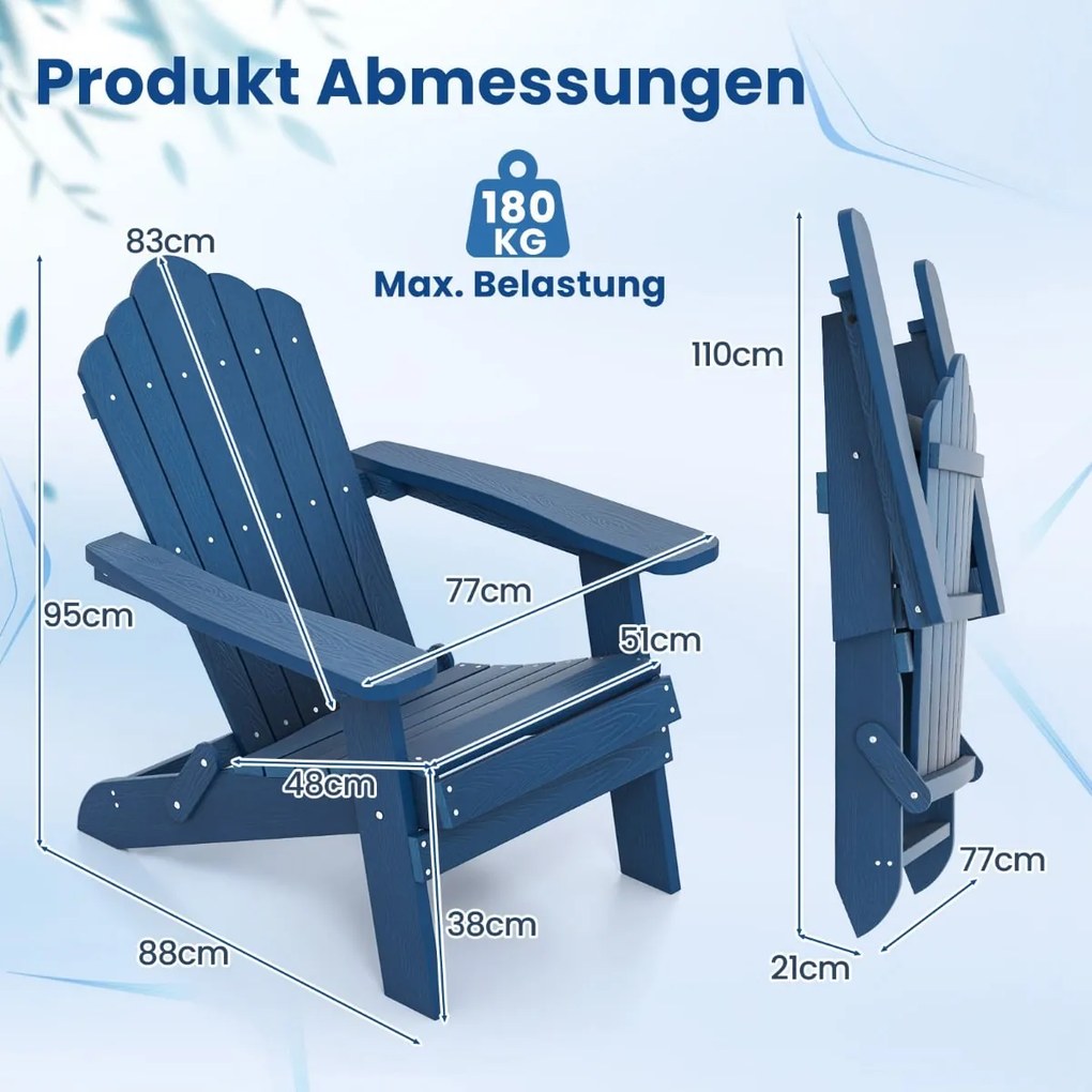 Costway Sada 2 židlí Adirondack skládací židle Adirondack odolná