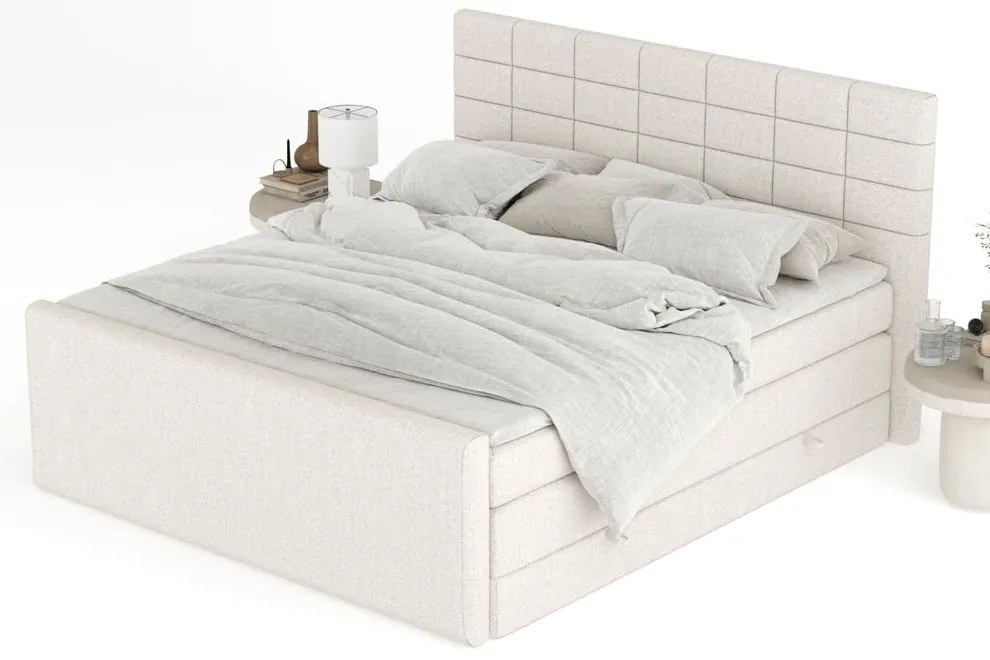 Béžová boxspring postel s úložným prostorem 200x200 cm Ava – Maison de Rêve