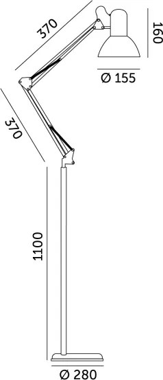 Brilagi - Flexibilní stojací lampa TASKER 1xE27/60W/230V 184 cm černá