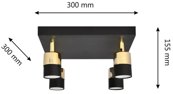 LED Bodové svítidlo TUBSSON 4xGU10/4,8W/230V černá/zlatá