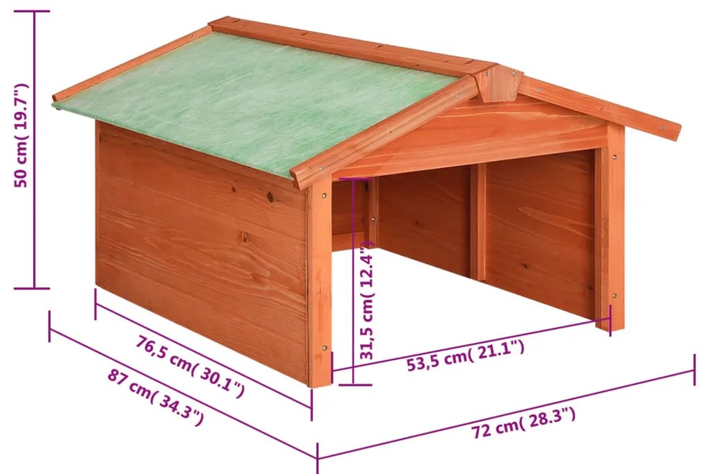 vidaXL Garáž na robotickou sekačku 72 x 87 x 50 cm masivní jedle