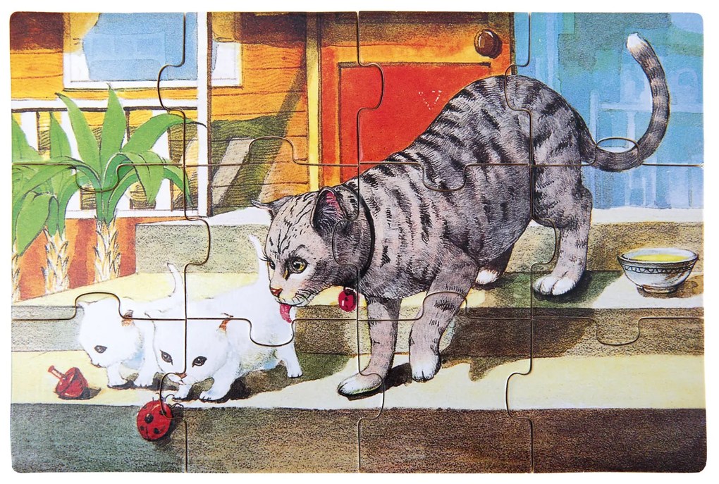 Bino Dřevěné puzzle v krabičce zvířátka