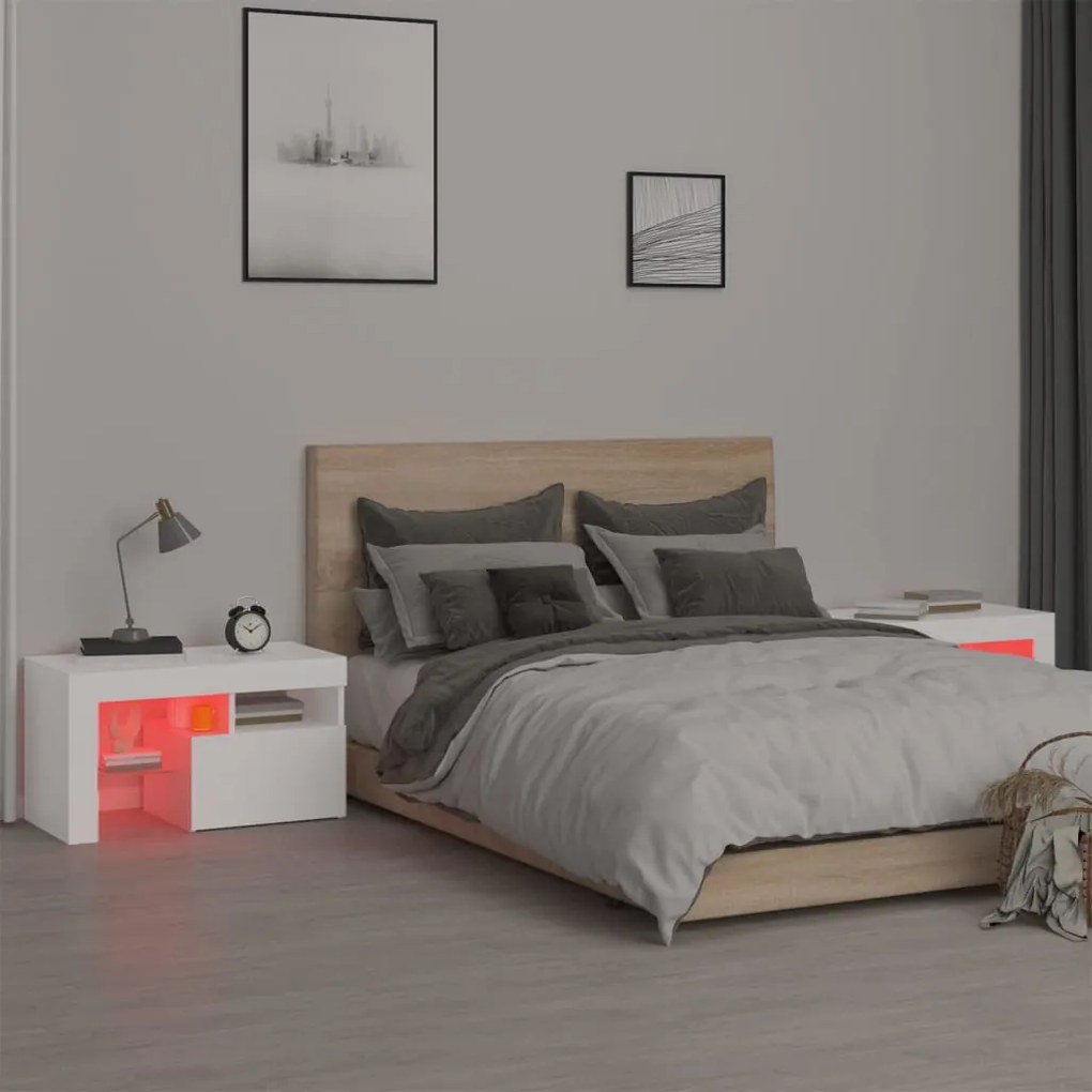 Noční stolky 2 ks s LED osvětlením bílé 70 x 36,5 x 40 cm 3152770