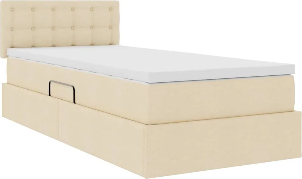 Postel s úložným prostorem a matrací Krémová 90 x 200 cm Samet 3370612