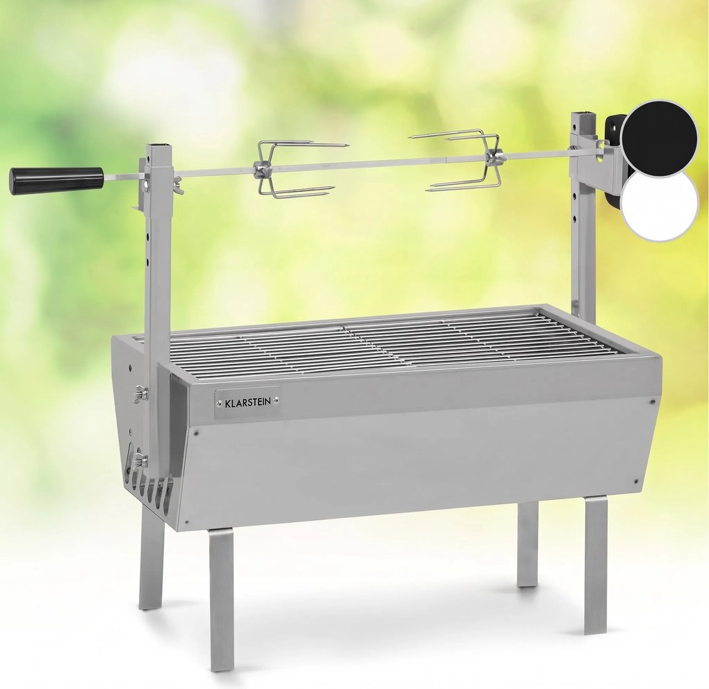 Klarstein Sauenland Mini, rotační gril s rožněm, otočný špíz, 4W, 12 kg max., nerezová ocel
