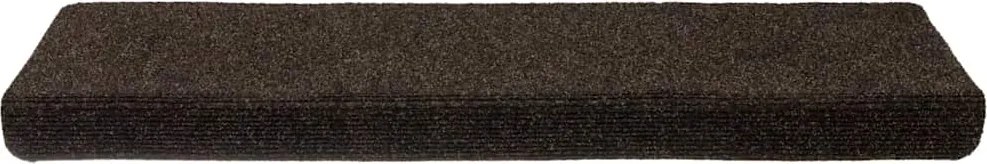Schodové rohože samolepicí 15 ks 65 x 21 x 4 cm tmavě hnědé s obdélníkovým okrajem 326187