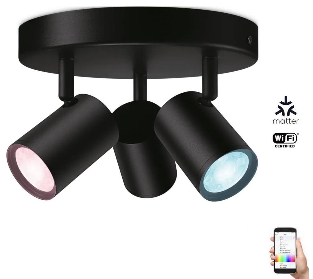 WiZ | WiZ - LED RGBW Stmívatelné bodové svítidlo IMAGEO 3xGU10/4,9W/230V černá Wi-Fi | WI0070