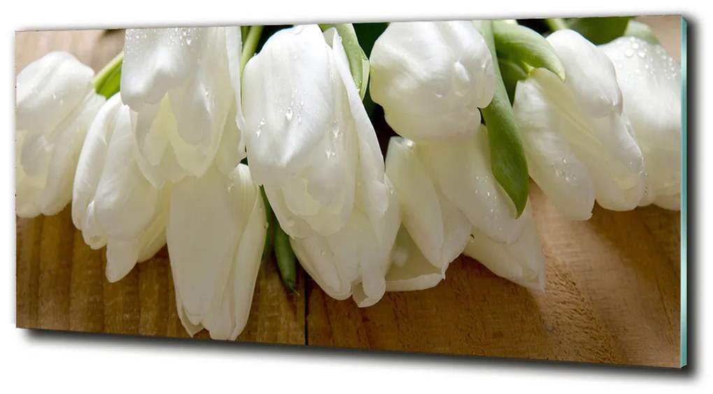 Fotoobraz na skle Bílé tulipány