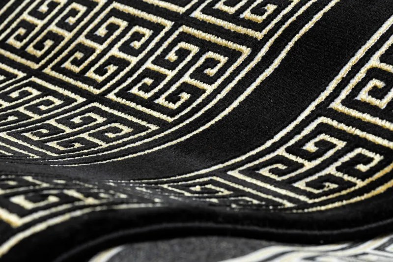 Dywany Łuszczów, Koberec běhoun Gloss 6776 86 greek black/gold, 60x300, žlutá, kancelář