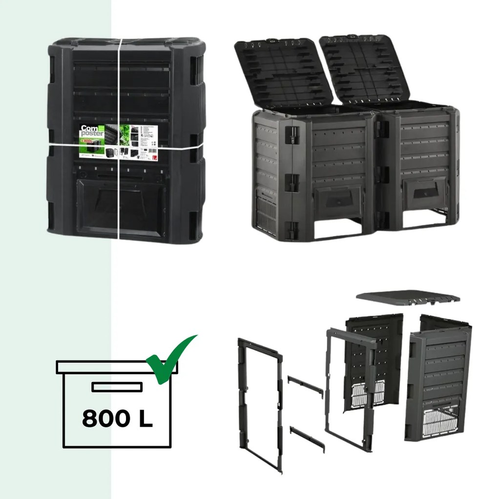 Zahradní kompostér COMPOGREEN, 800l, černá Prosperplast